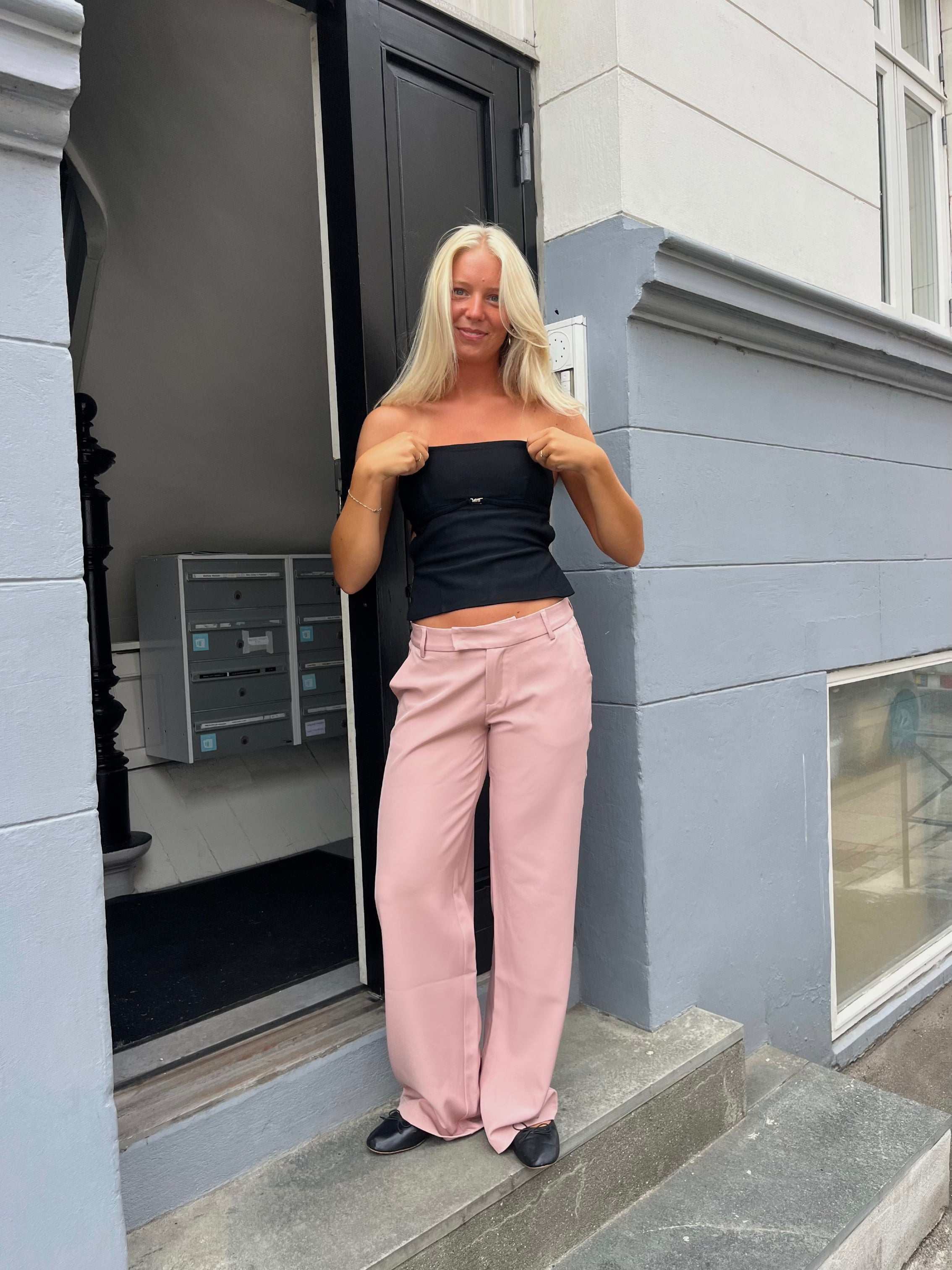 Nora Low Waist Pants - Dusty Pink
