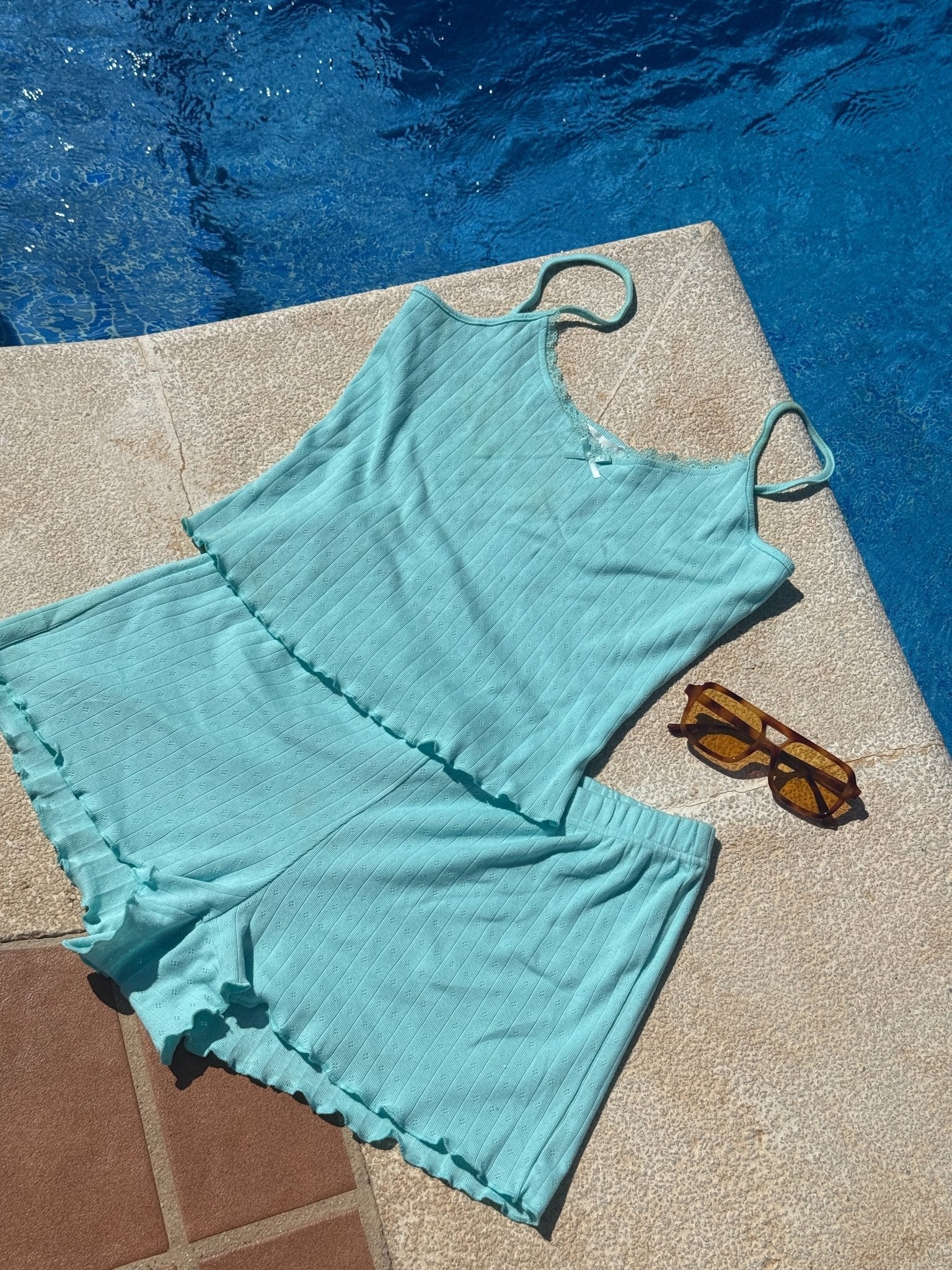 Anna Loungewear Shorts - Aqua Blue