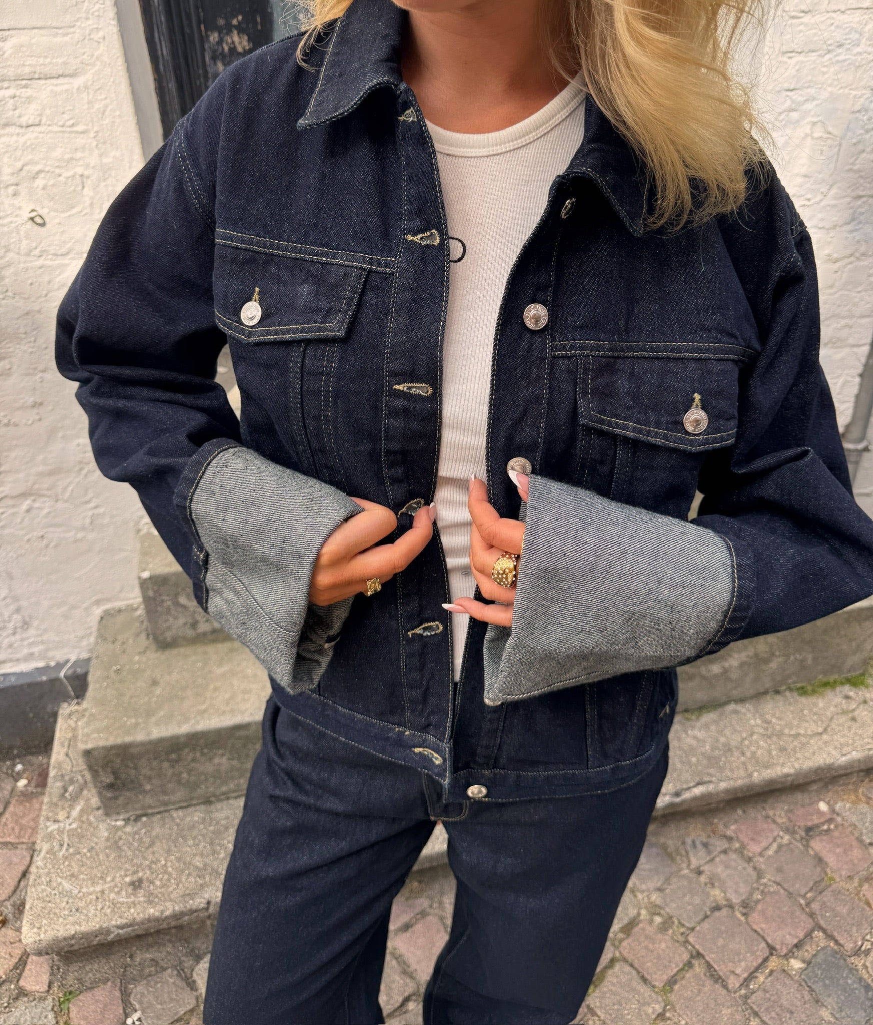 Luna Denim Fold Up Jacket - Dark Blue